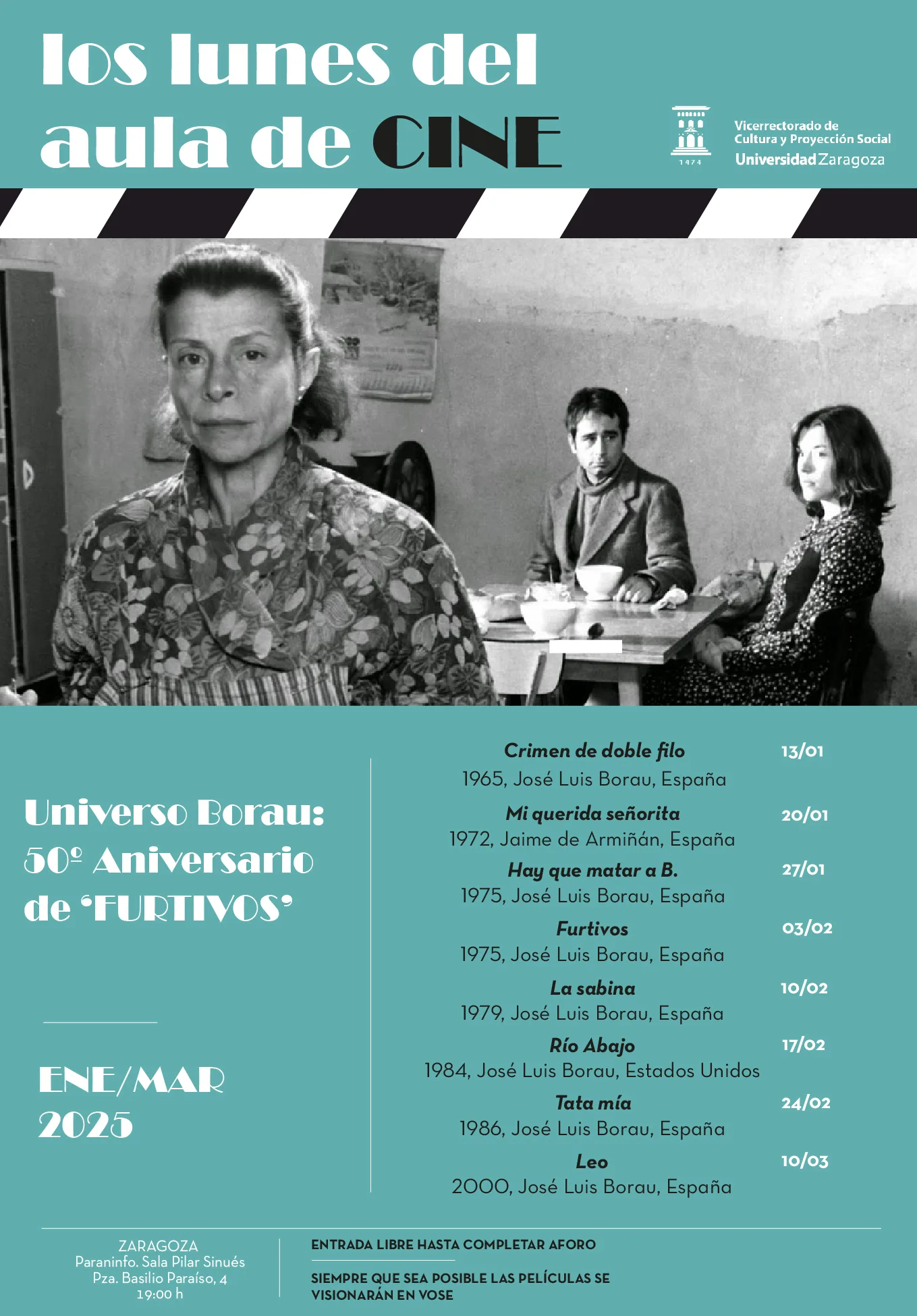 El Aula de Cine homenajea a Borau y el 50º aniversario de Furtivos